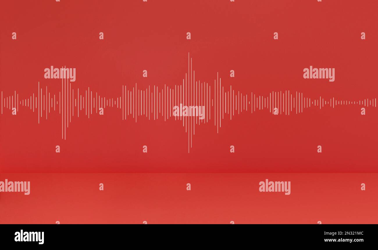 Sound wave on a magenta studio background. Podcast, live, streaming ...