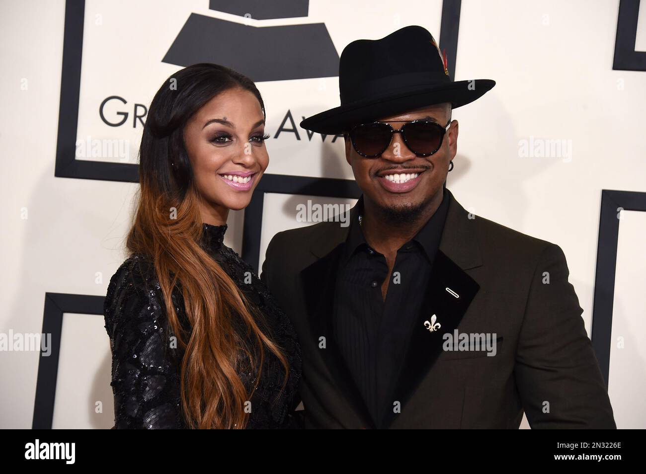 Ne-Yo, right, and Monyetta Shaw arrive at the 57th annual Grammy Awards at the Staples Center on ...