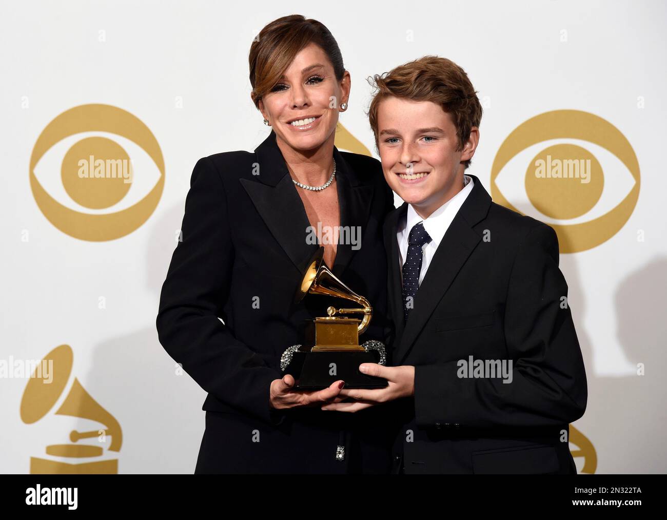 Melissa Rivers, left, and Cooper Endicott pose in the press room with ...