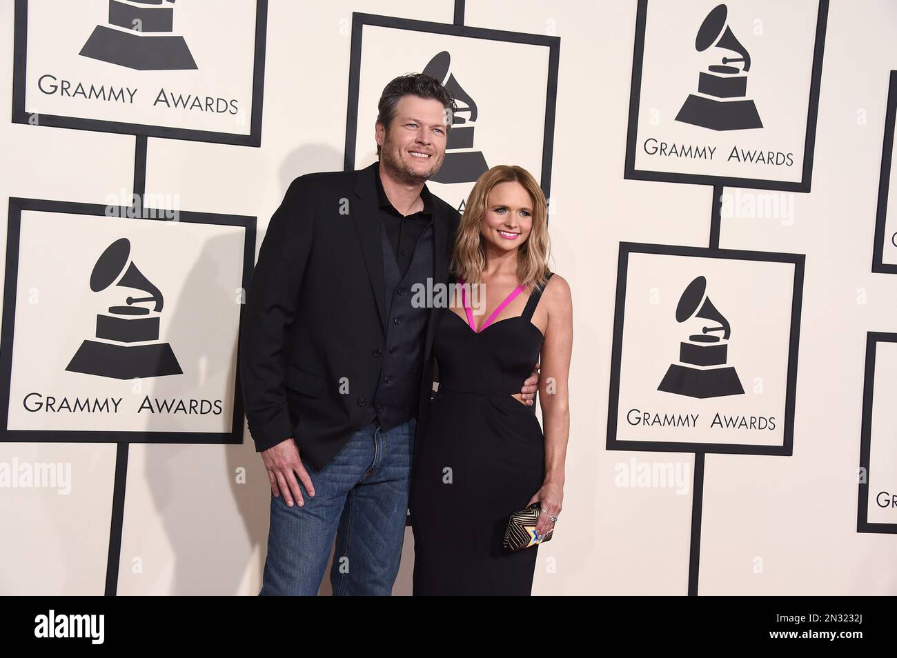 Blake Shelton, left, and Miranda Lambert arrive at the 57th annual ...