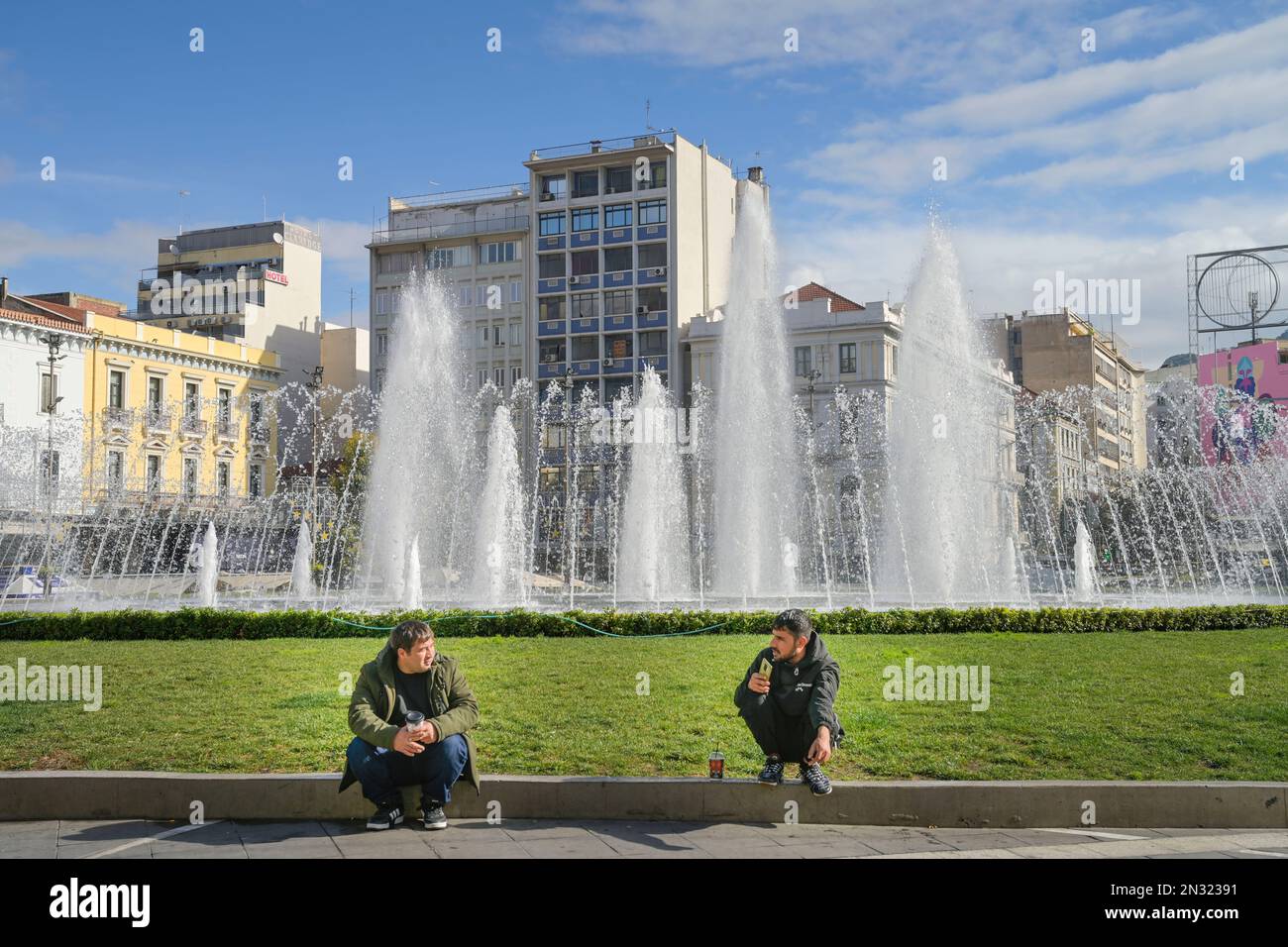 Springbrunnen, Omonia-Platz, Athen, Griechenland Stock Photo - Alamy
