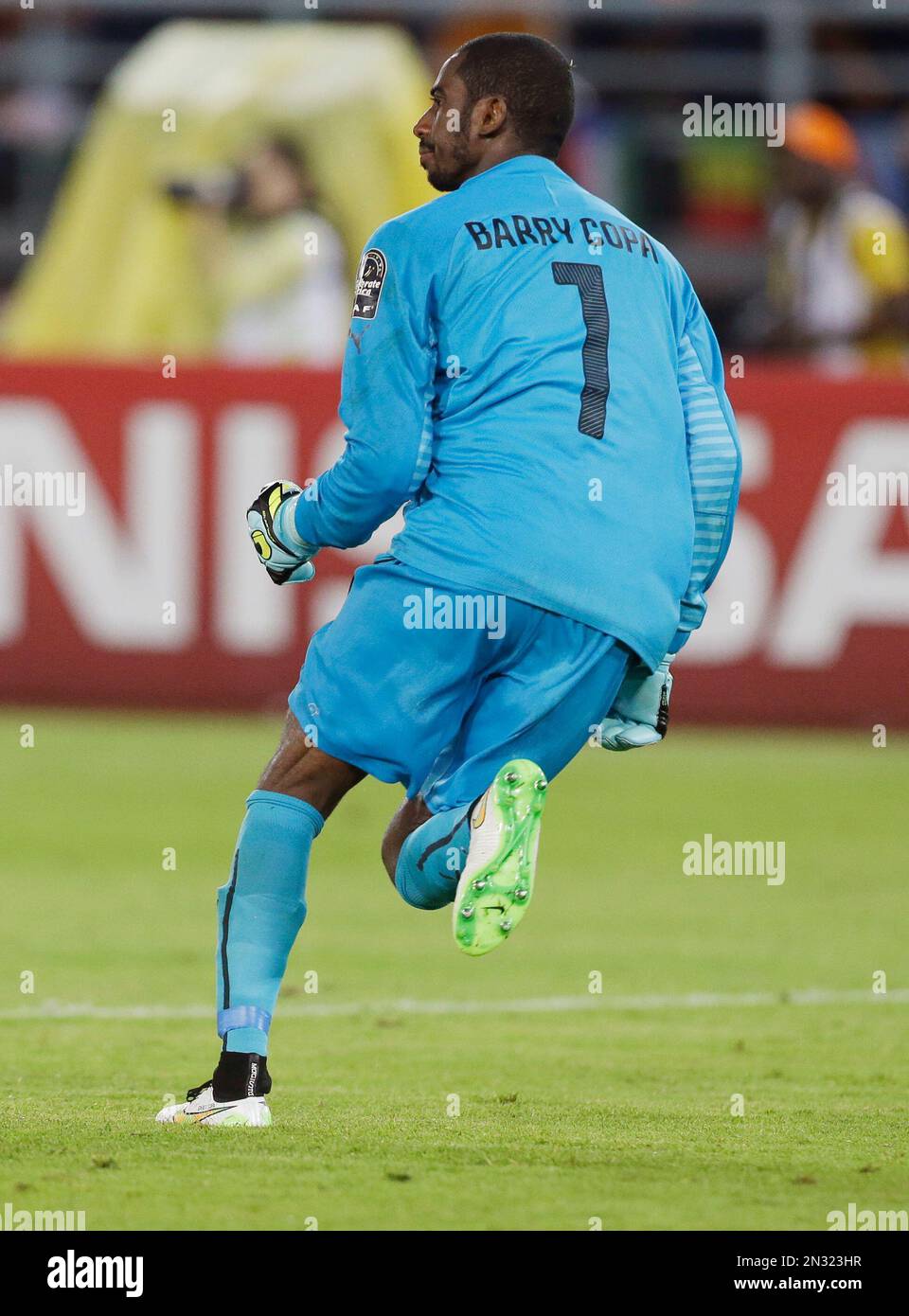 Ivory Coast's goalkeeper Boubacar Barry, celebrates after he scored the ...