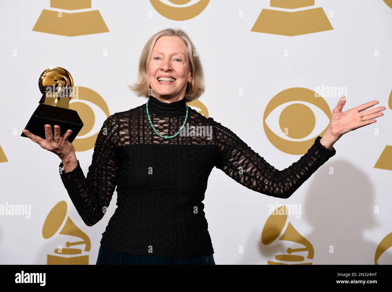 Judith Sherman poses in the press room with the award for best producer ...
