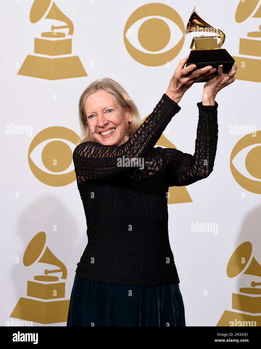 Judith Sherman poses in the press room with the award for best producer ...
