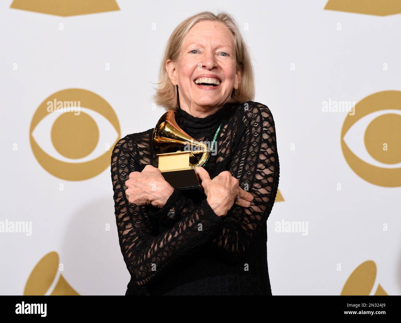 Judith Sherman poses in the press room with the award for best producer ...
