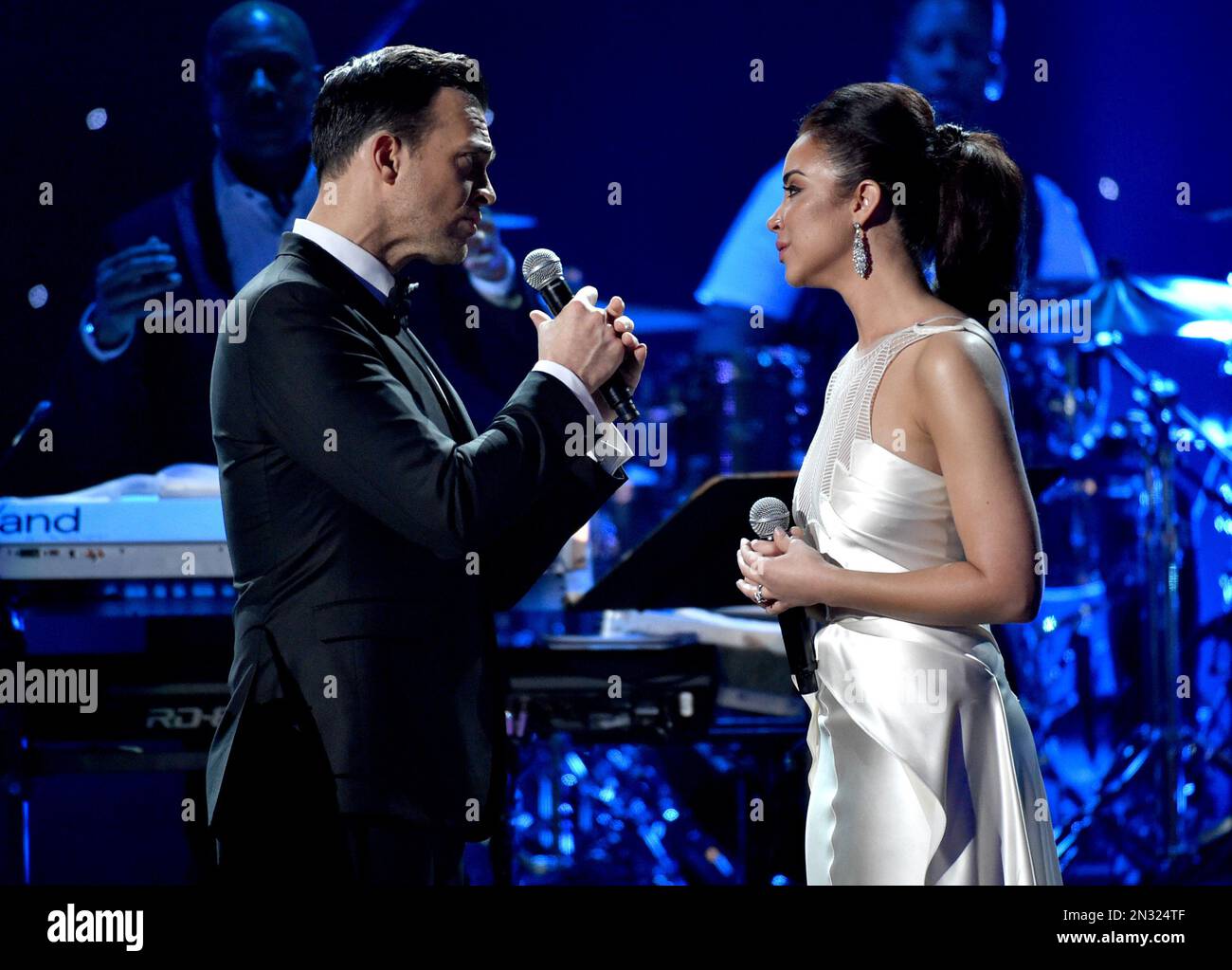 Cheyenne Jackson, left, and Alexandra Silber perform at the 57th annual ...
