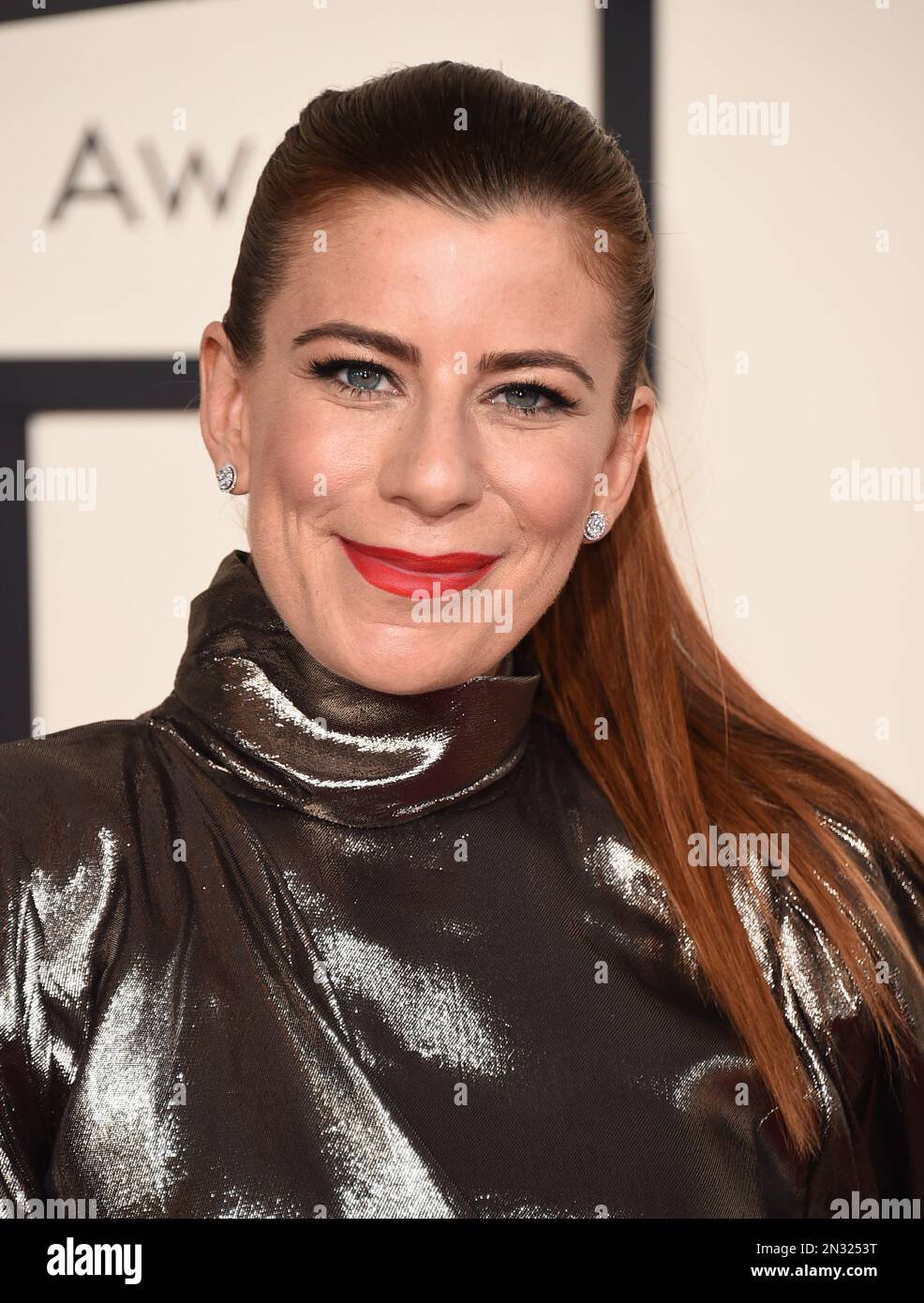 Michelle Pesce arrives at the 57th annual Grammy Awards at the Staples ...