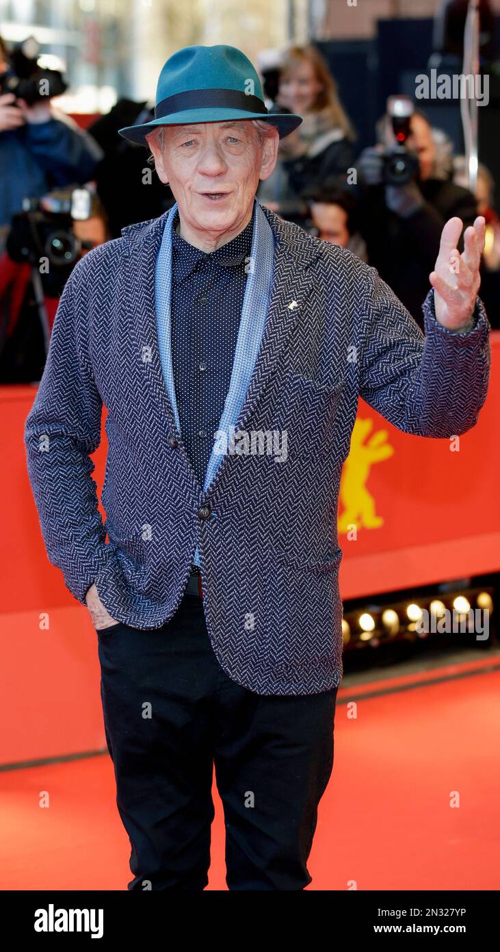 Actor Sir Ian McKellen poses during the red carpet for the film Mr ...
