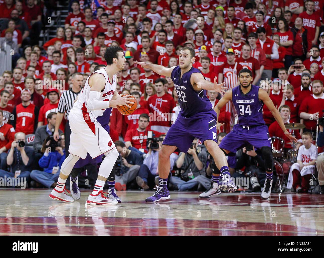 Wisconsin forward Frank Kaminsky, left, against Northwestern's Alex ...