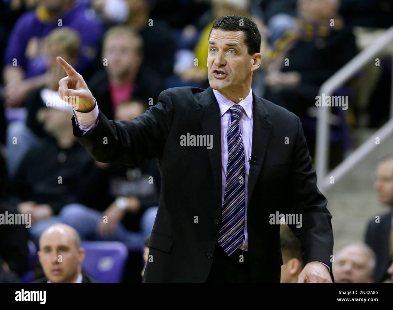 Northern Iowa head coach Ben Jacobson directs his team during the ...