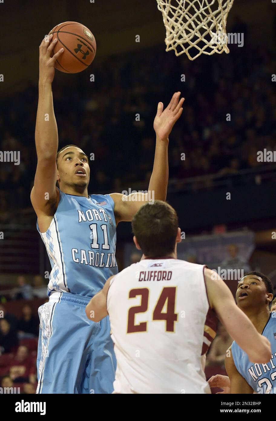 North Carolina forward Brice Johnson (11) makes a shot as Boston ...