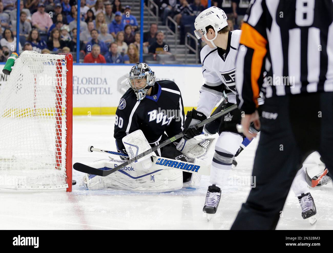 Los Angeles Kings center Tyler Toffoli (73) watches his shot get by ...