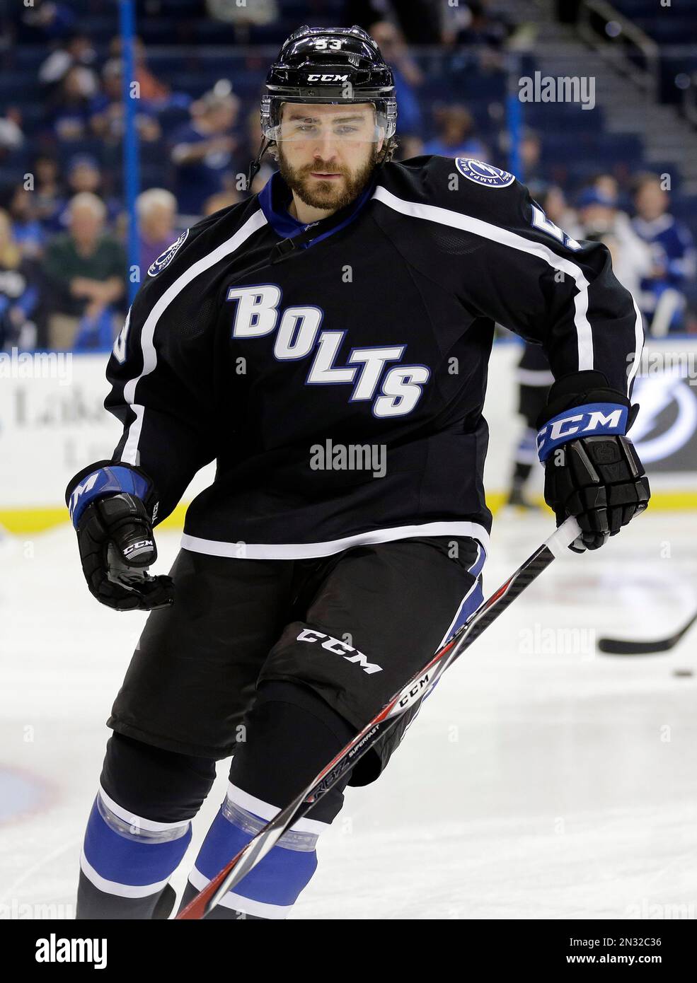 Tampa Bay Lightning defenseman Luke Witkowski (53) before an NHL hockey ...