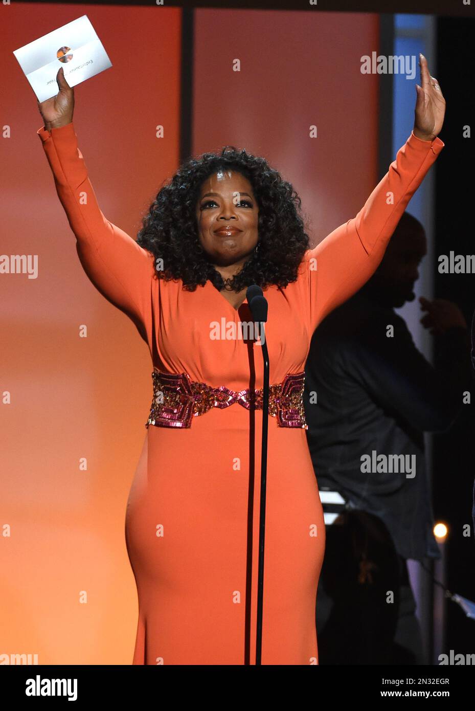 Oprah Winfrey accepts the award for outstanding motion picture for ...