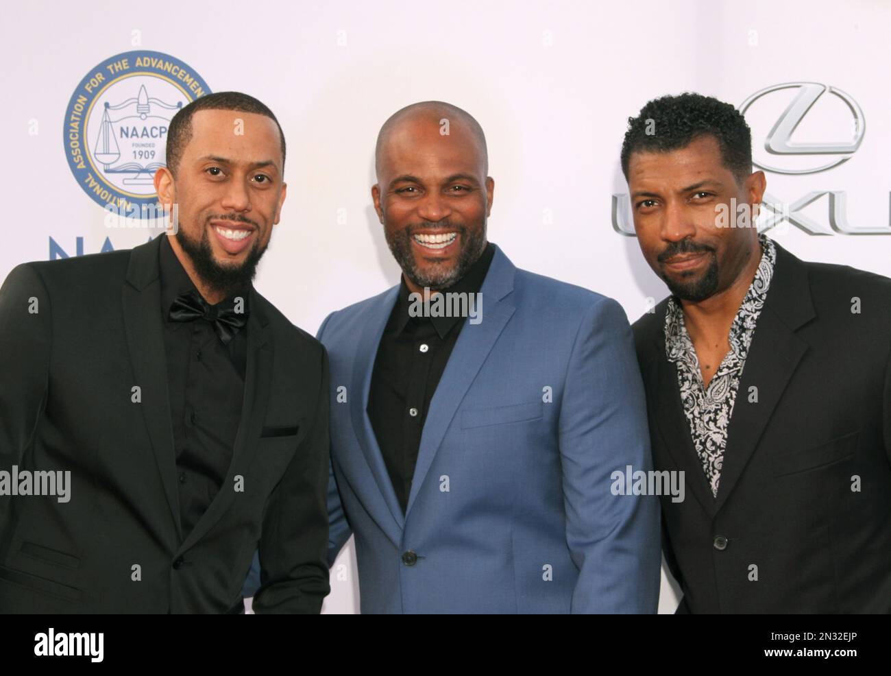Affion Crockett, and from left, Chris Spencer and Deon Cole arrive at ...