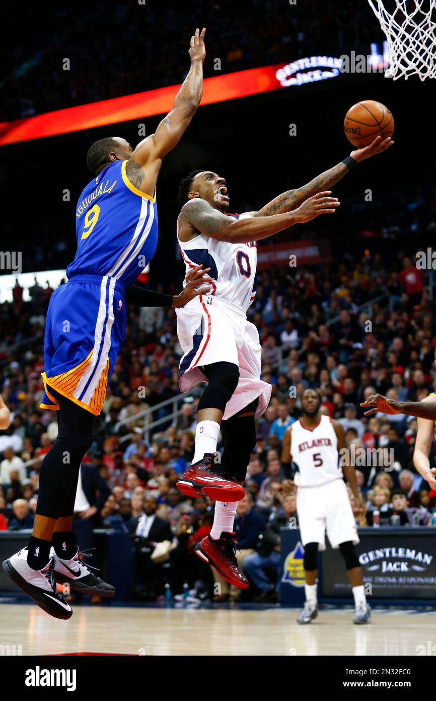 Atlanta Hawks guard Jeff Teague (0) goes up for a shot against Golden ...