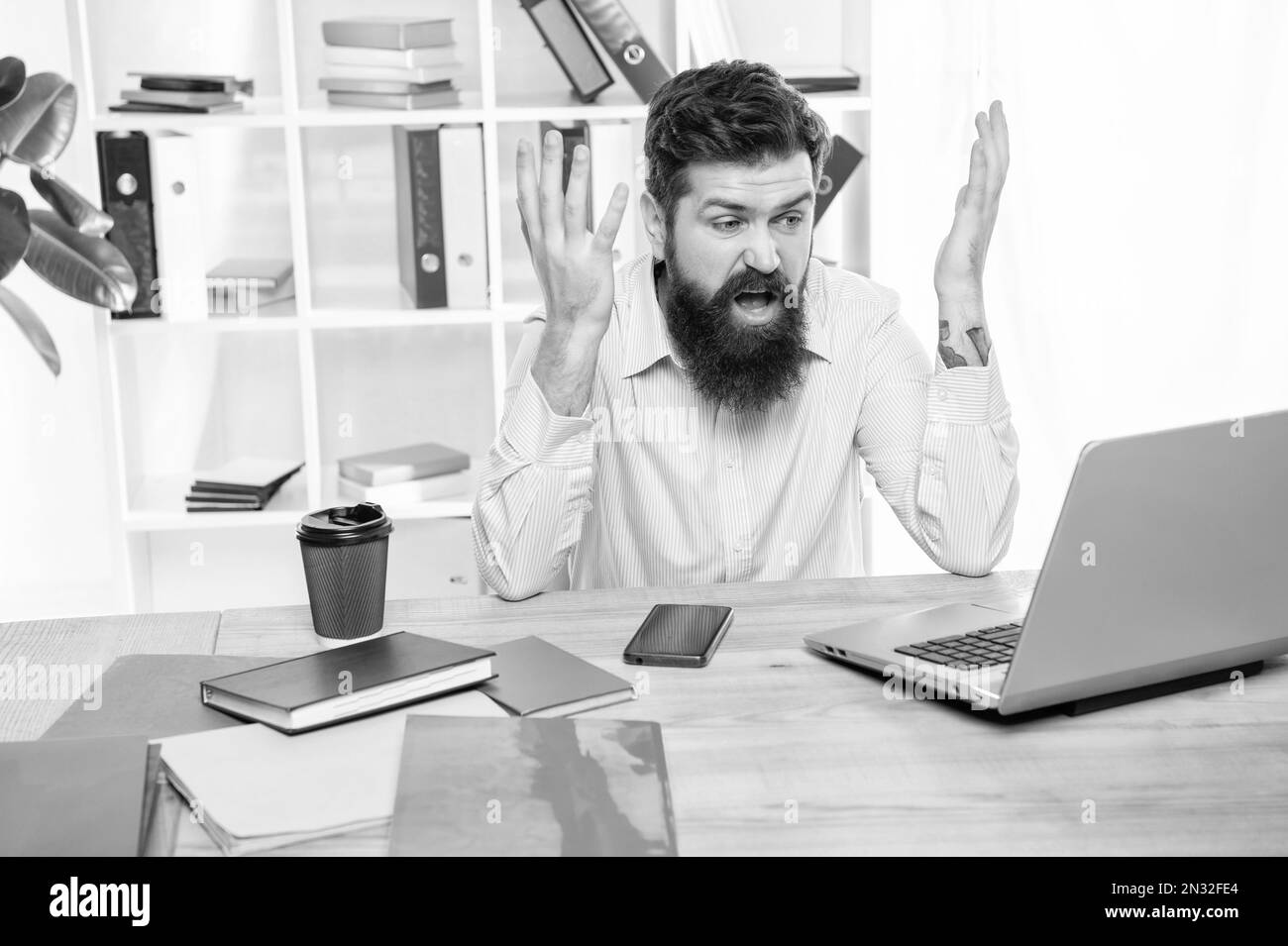 Desk angry Black and White Stock Photos & Images - Alamy