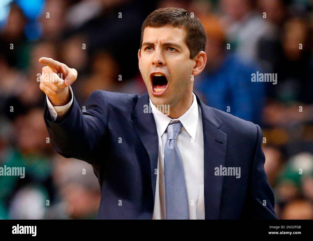Boston Celtics coach Brad Stevens gestures during the second half of ...