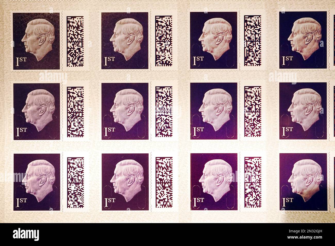 One of the first sheets of the 1st class definitive stamp featuring ...