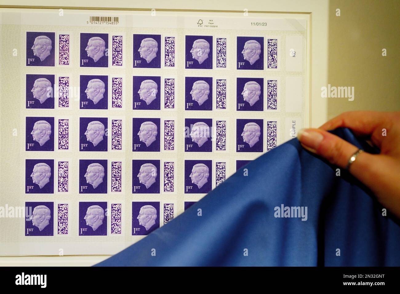 One of the first sheets of the 1st class definitive stamp featuring ...