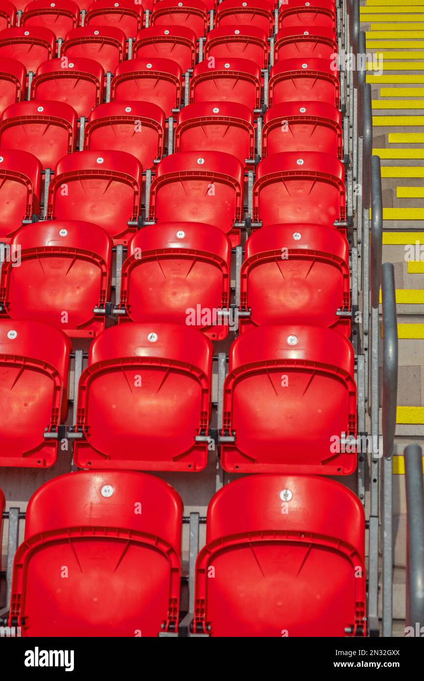 Colourful section of furniture in an English soccer stadium Stock Photo ...