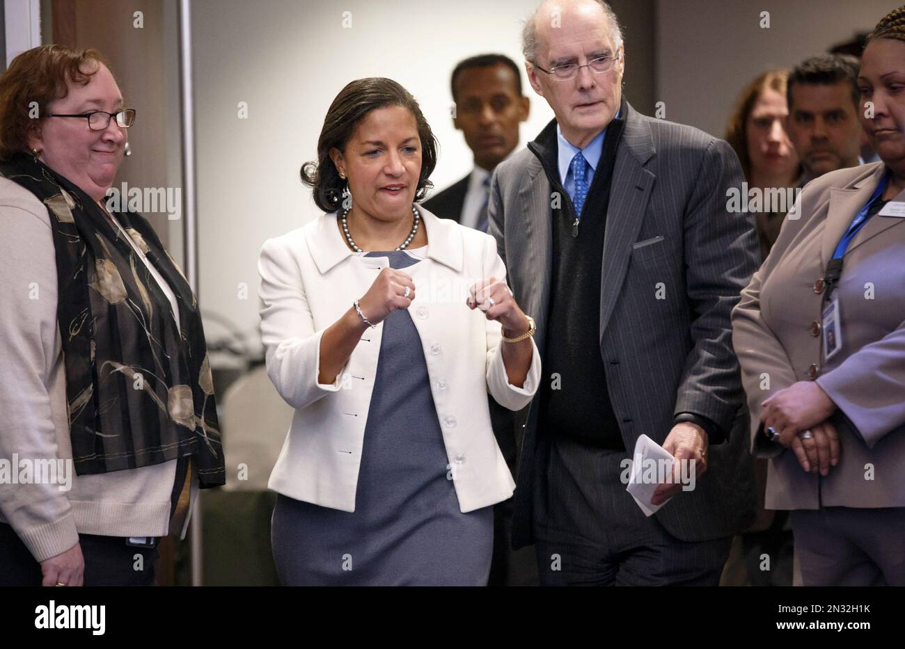 National Security Adviser Susan Rice arrives to speak at the Brookings ...