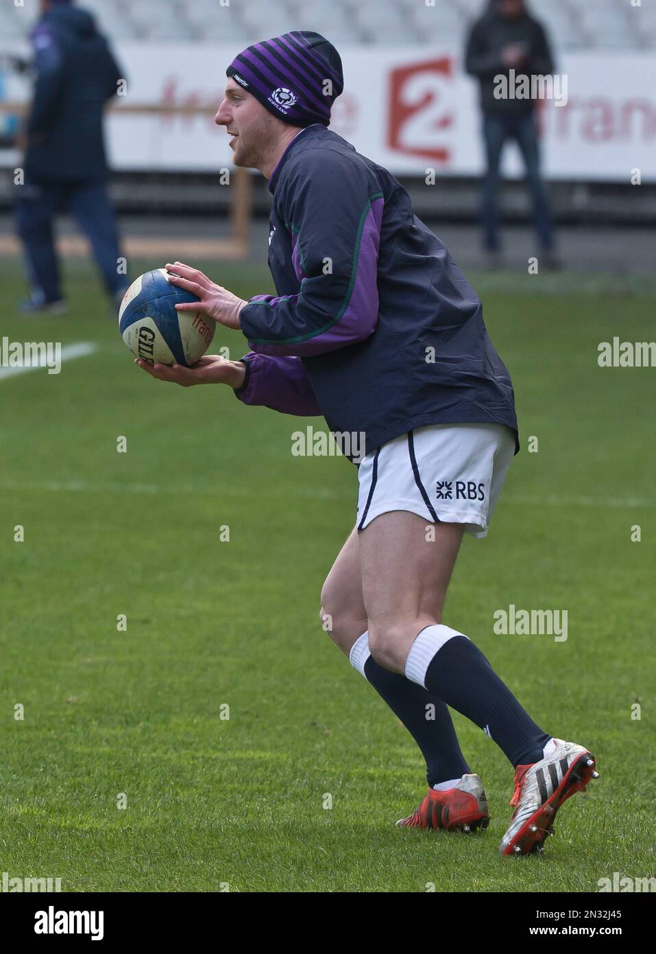 Scottish rugby player Finn Russell, runs with a ball during the Captain ...