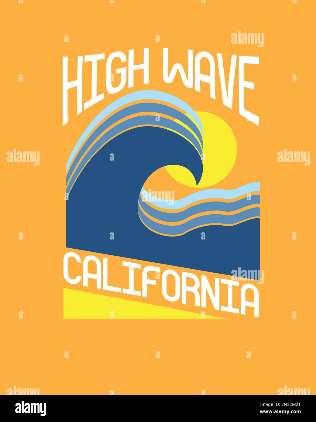 High wave California Typography summer beach Waves illustration sun ...