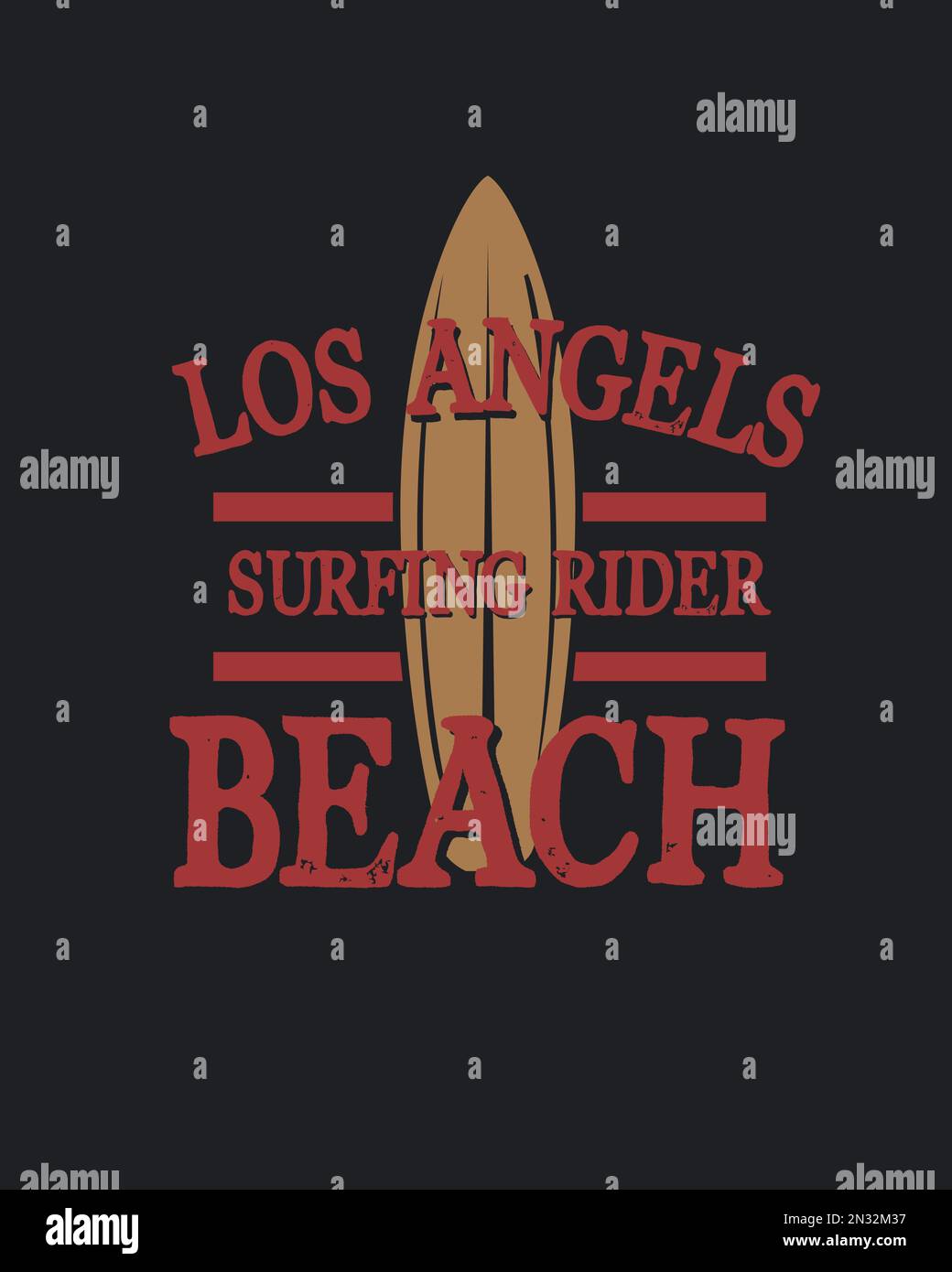 Los Angeles Beach Surfing rider Typography Surfboard design for t shirt ...