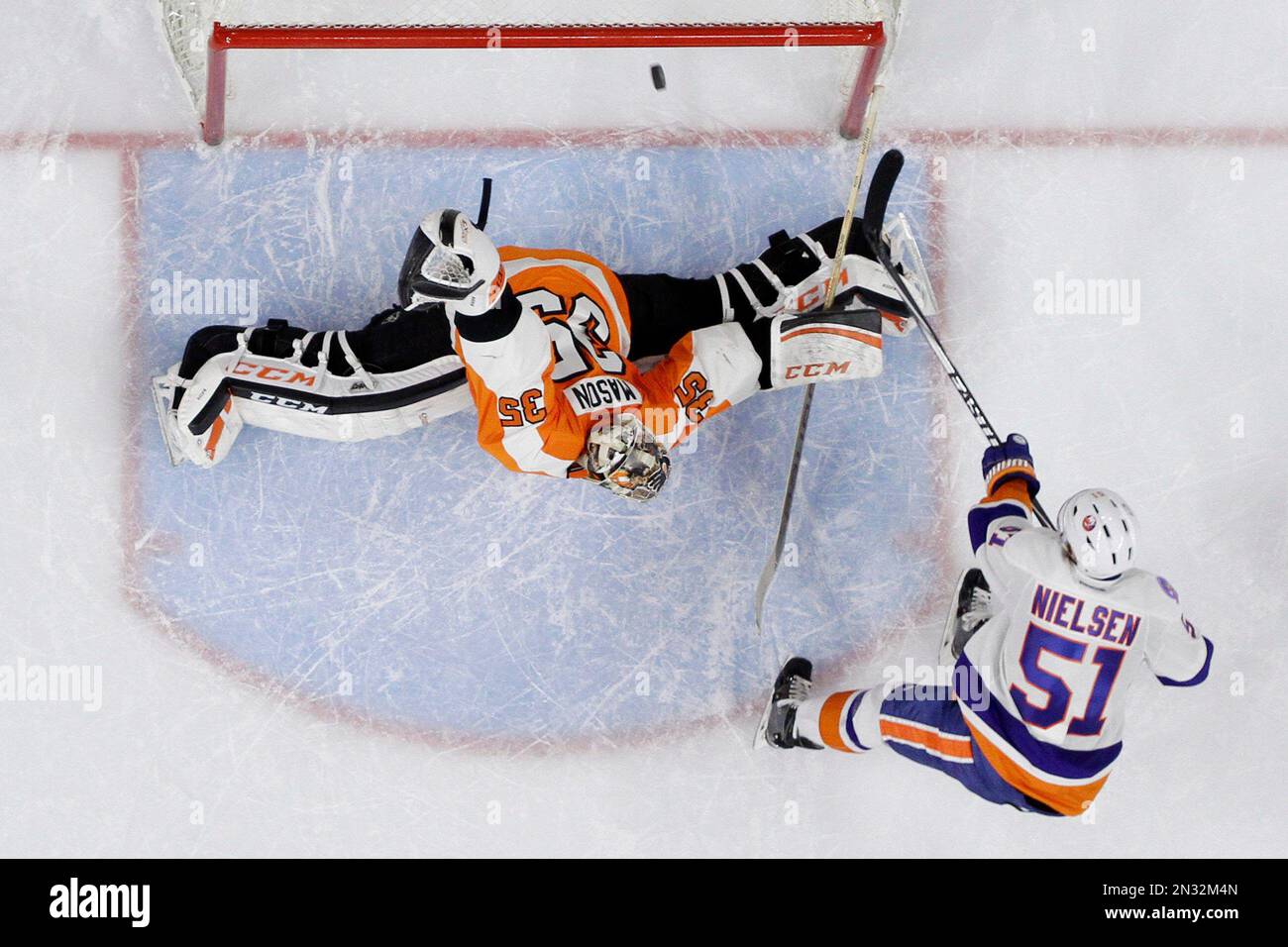 New York Islanders' Frans Nielsen (51), of Denmark, scores past ...