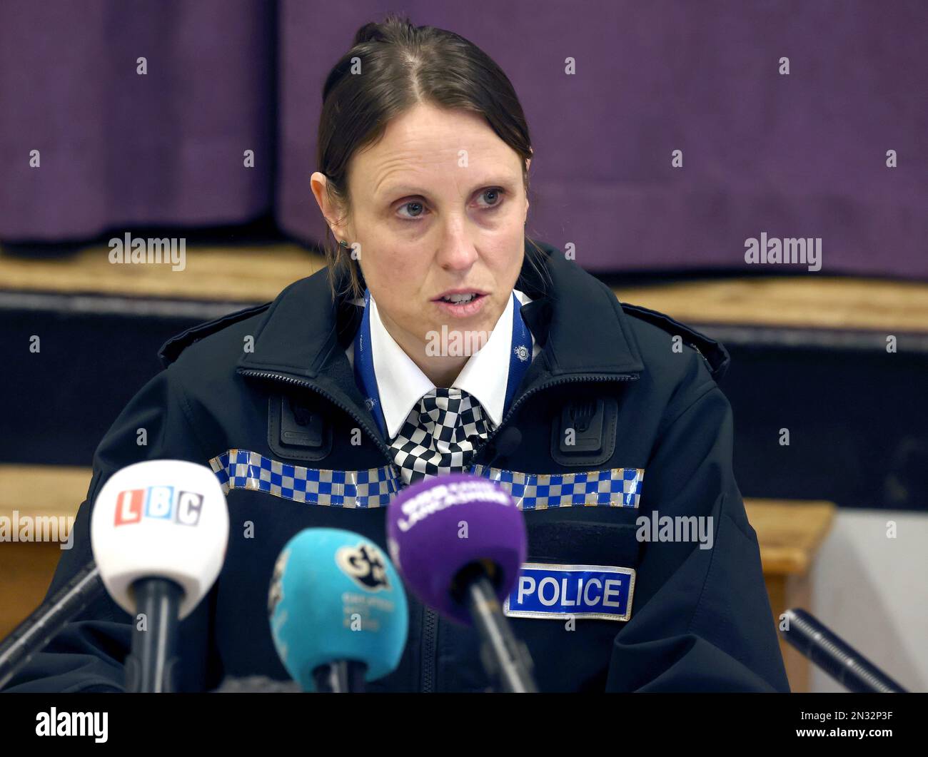 Lancashire Police Superintendent Sally Riley speaks to the media at St ...