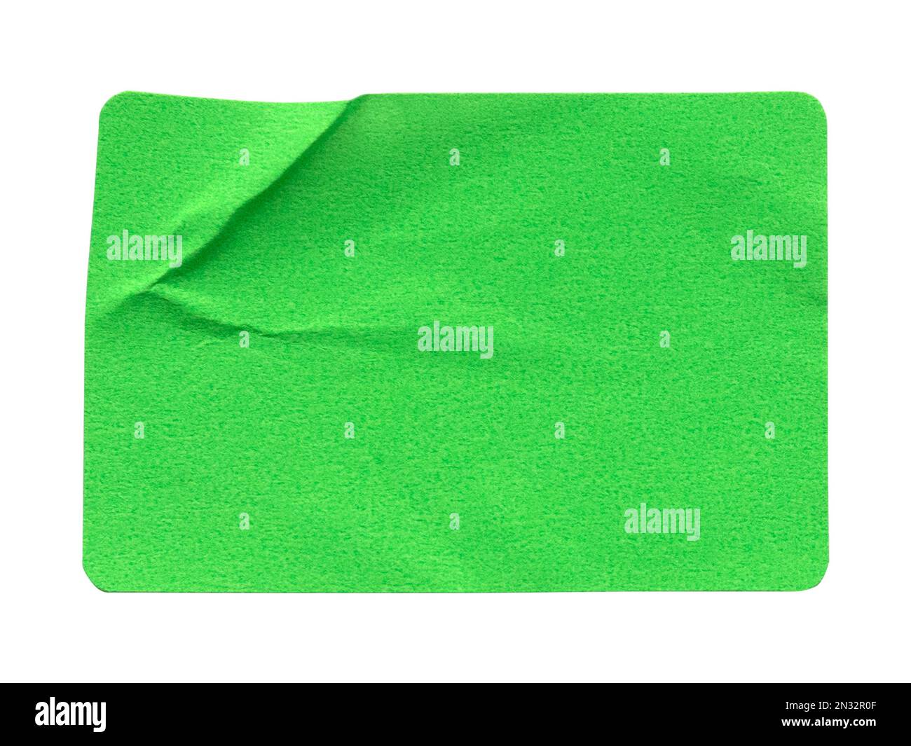 Green rectangular paper sticker label isolated on white background ...
