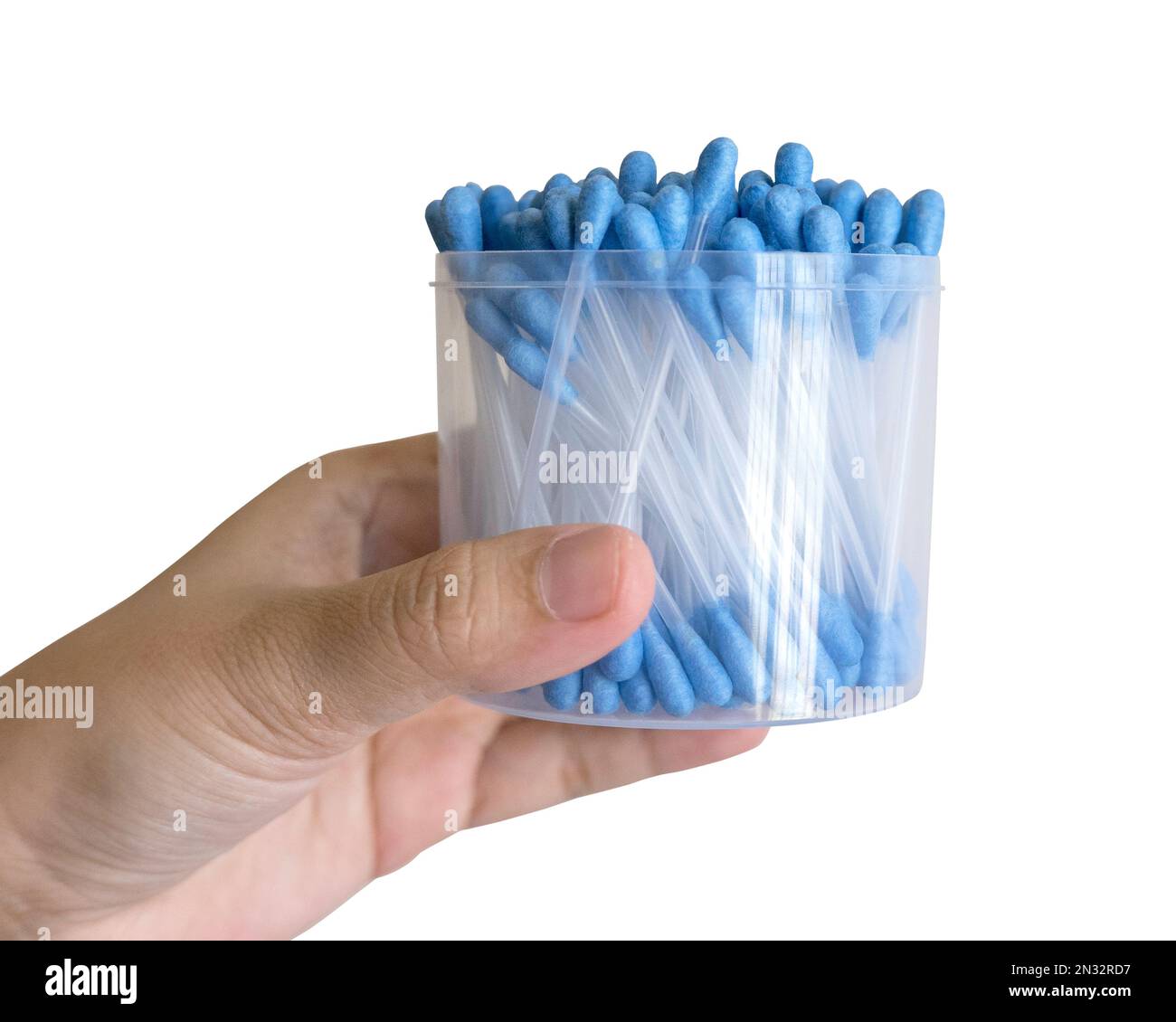 A hand holding cotton buds isolated on a white background Stock Photo ...
