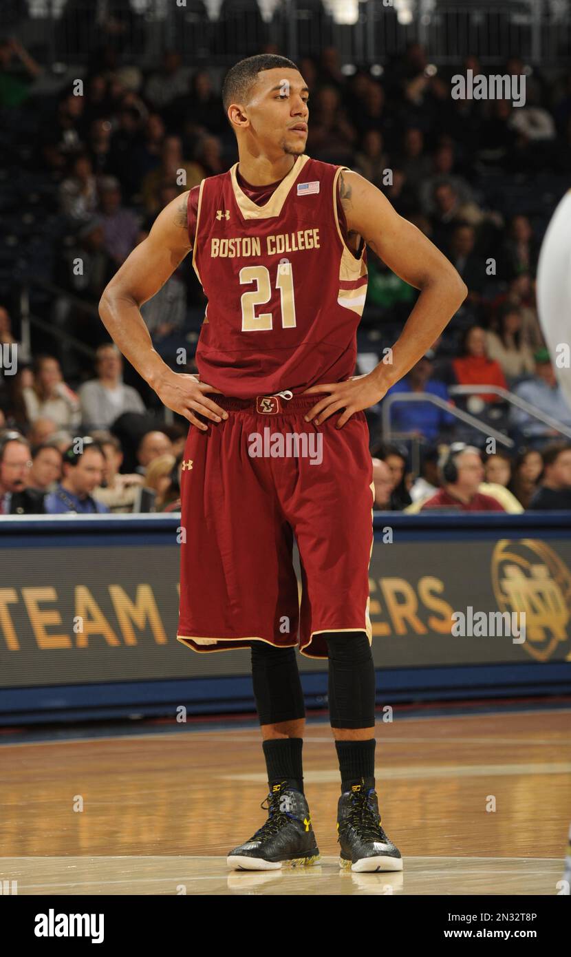 Boston College guard Olivier Hanlan waits for play to resume in an NCAA ...