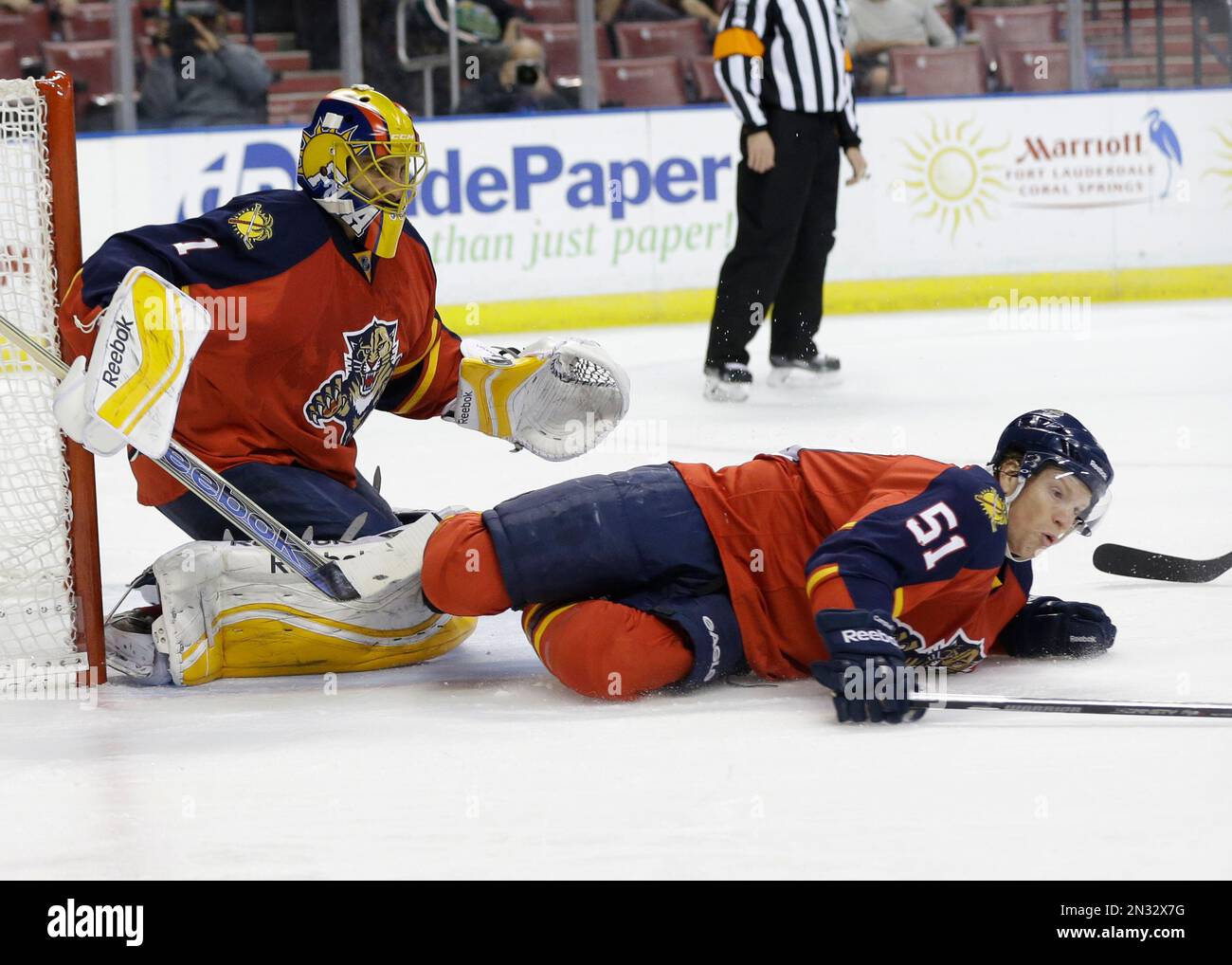 Florida Panthers defenseman Brian Campbell (51) and goalie Roberto ...