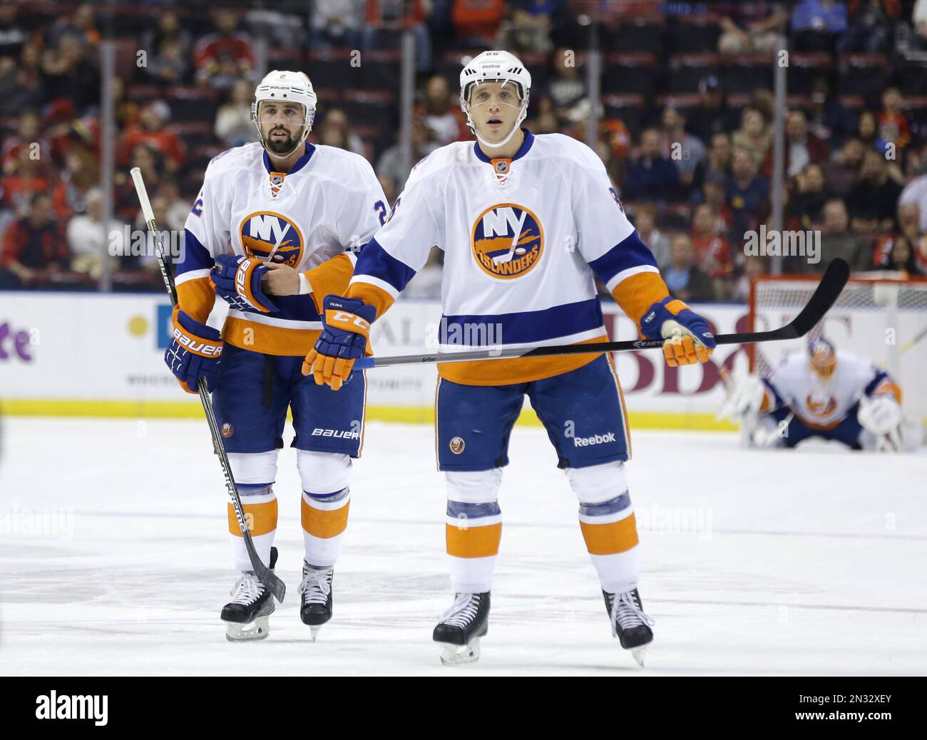 New York Islanders defenseman Nick Leddy (2) and left wing Nikolai ...