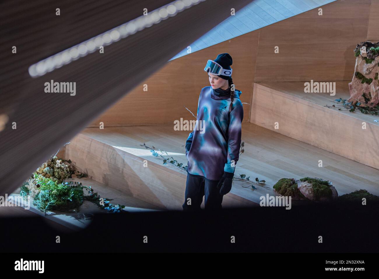 A model presents a creation by Hungarian designer Pinetime Clothing ...