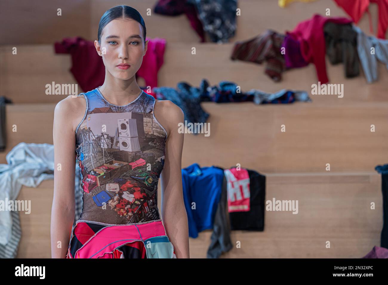 A model presents a creation by Hungarian designer Borbala during BCEFW ...