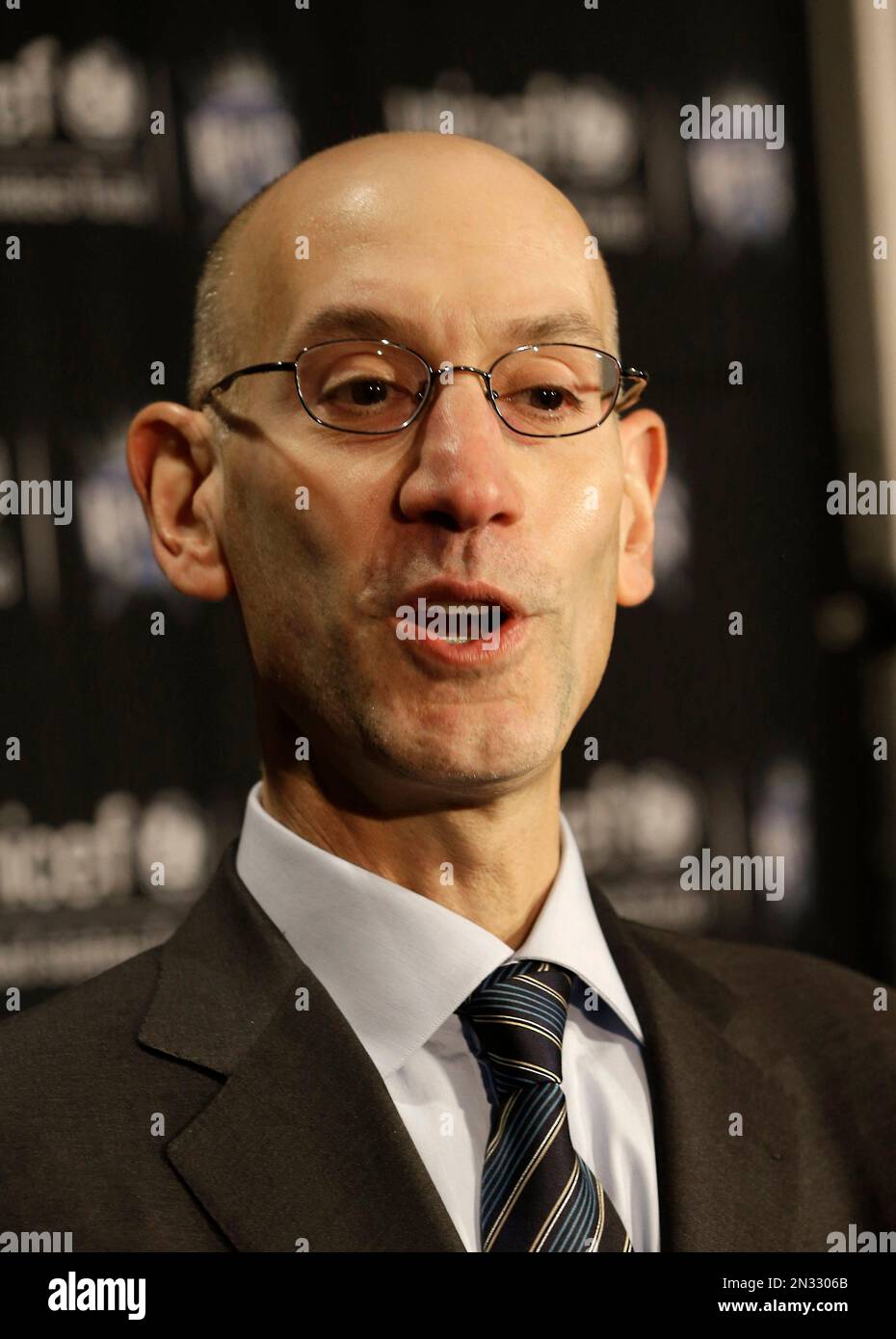 National Basketball Commissioner Adam Silver talks to the media before ...