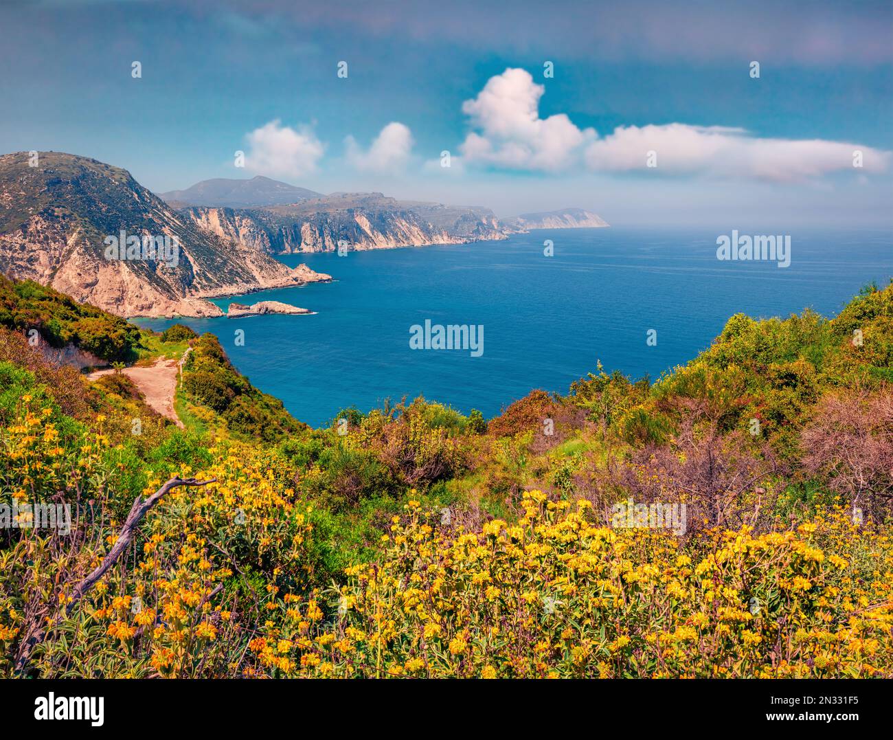 Aerial landscape photography. Wonderful summer view of Agia eleni beach ...