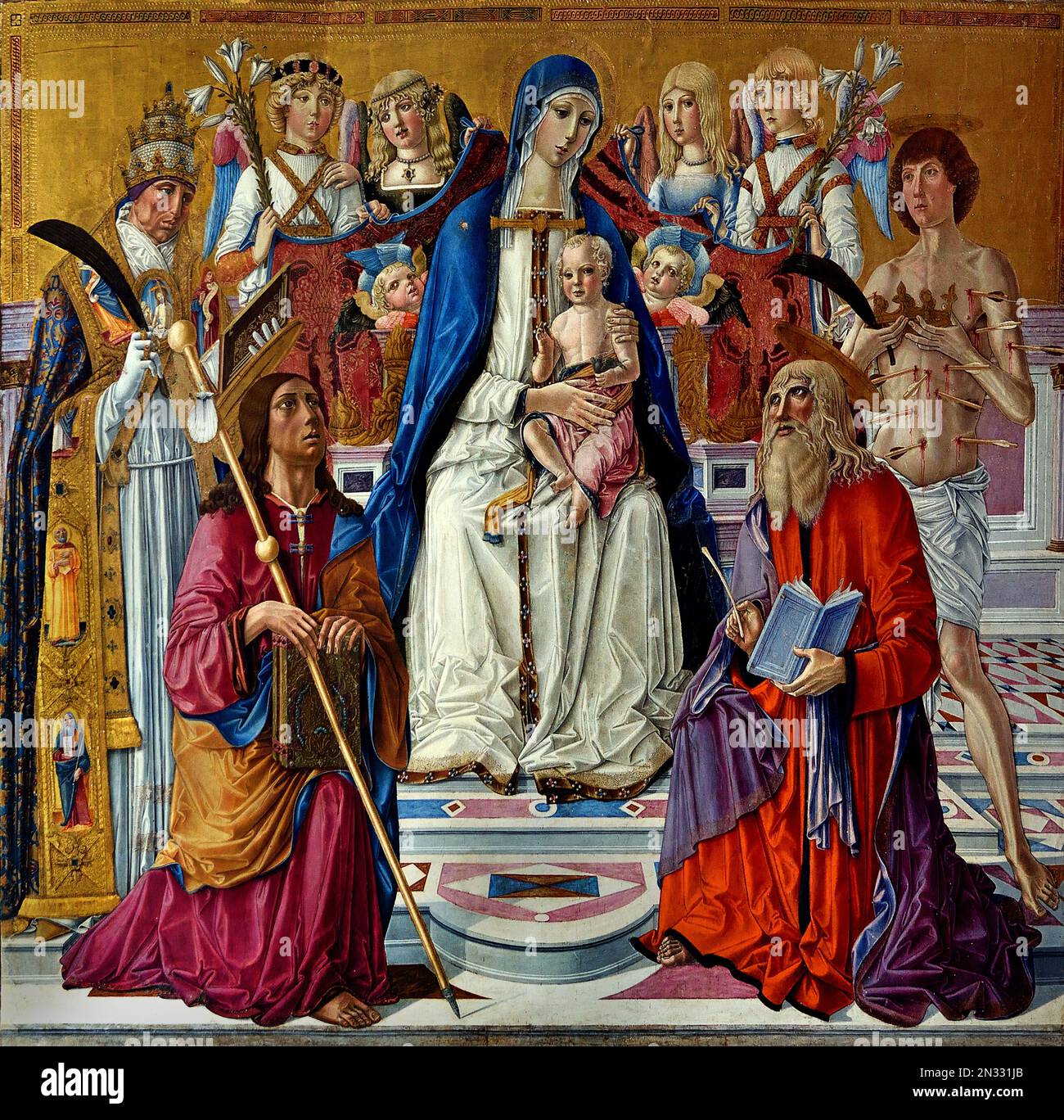 Virgin and Child Enthroned, with Saints and Angels (altarpiece with ...