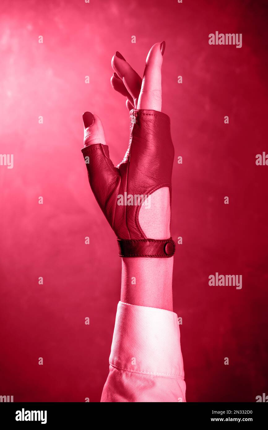 Close up of a woman hand red leather glove hi-res stock photography and ...