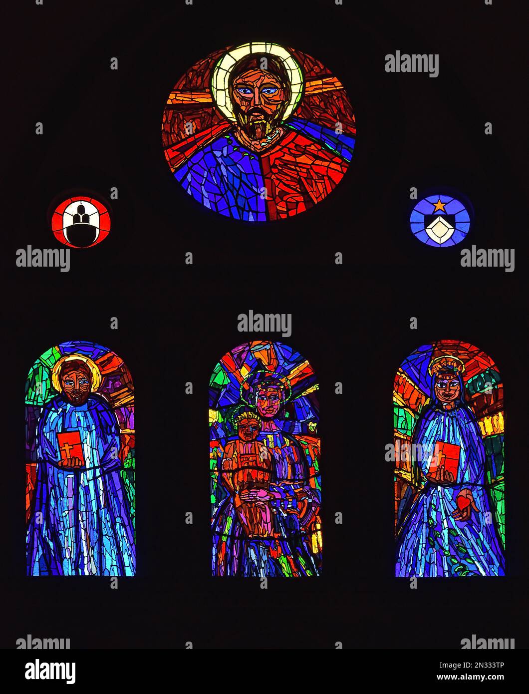 Bruno Cassinari Dominican Saints stained glass window in the apse 16th ...