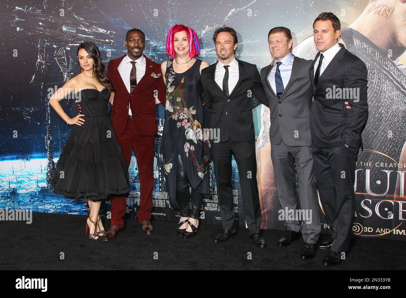 From left, Actors Mila Kunis, David Ajala, Director Lana Wachowski ...