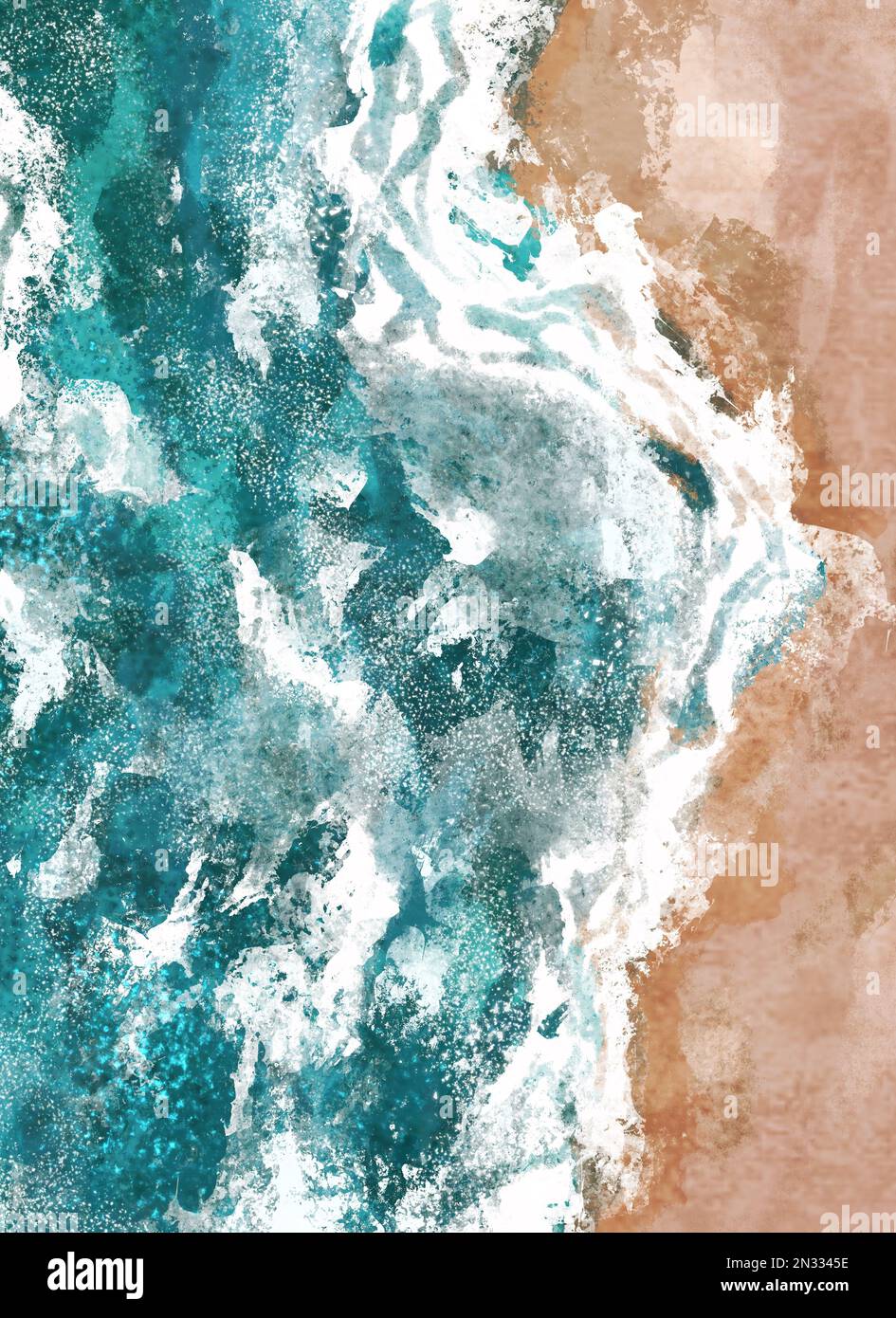 Boho Sea Beach with Waves Print. Abstract Background. Bohemian ...