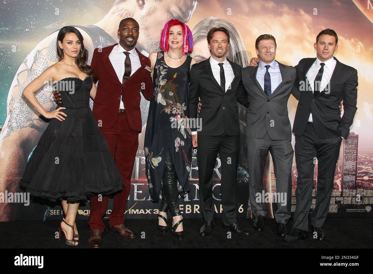 From left, Actors Mila Kunis, David Ajala, Director Lana Wachowski ...
