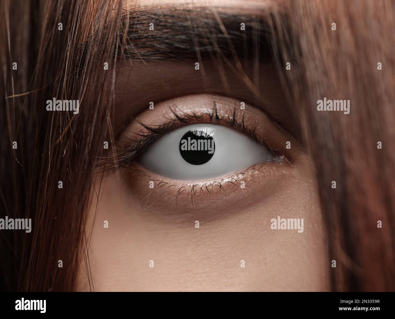 Mysterious witch with spooky eyes, closeup. Halloween party Stock Photo ...