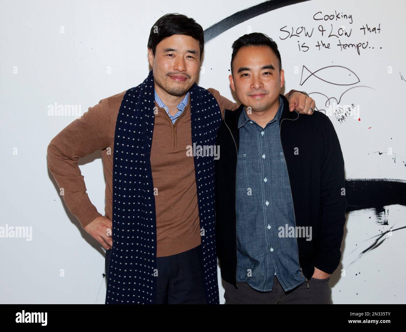 Actors Randall Park, left, and Melvin Mar, right, attend AOL's BUILD ...