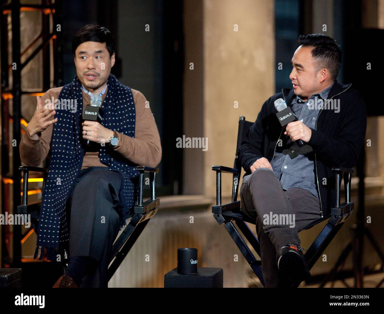 Actors Randall Park, left, and Melvin Mar, right, attend AOL's BUILD ...