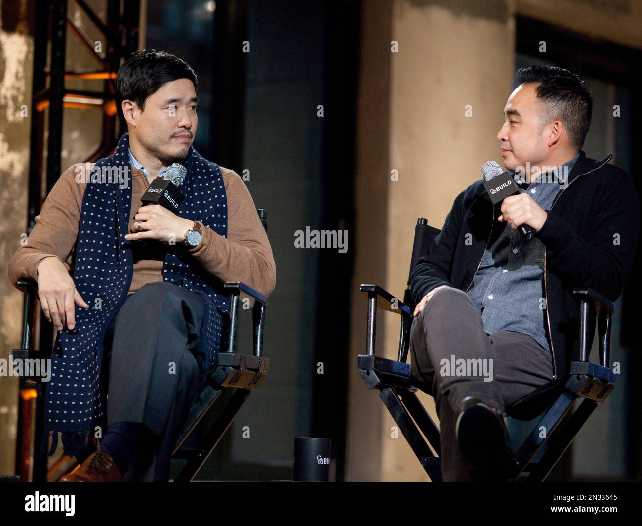 Actors Randall Park, left, and Melvin Mar, right, attend AOL's BUILD ...